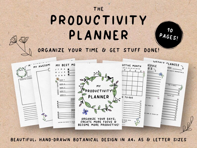 Printable Productivity Planner Daily Weekly Monthly | Etsy