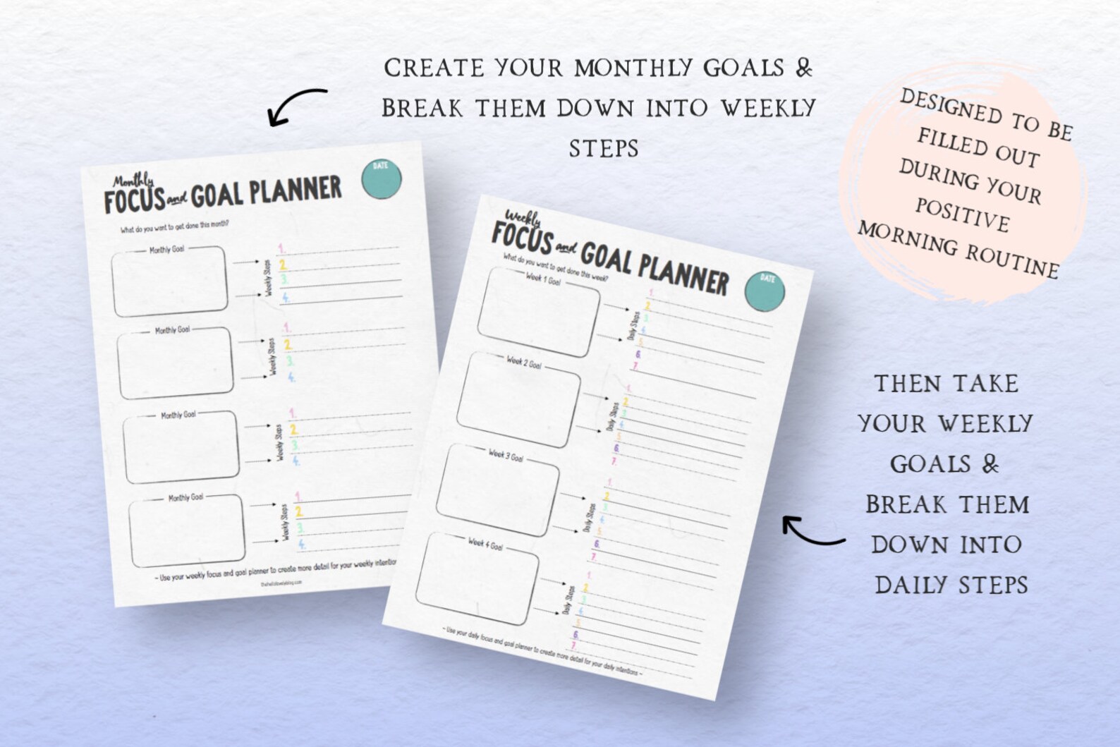 The Printable Positive Morning Planner Goal Setting Positive | Etsy UK