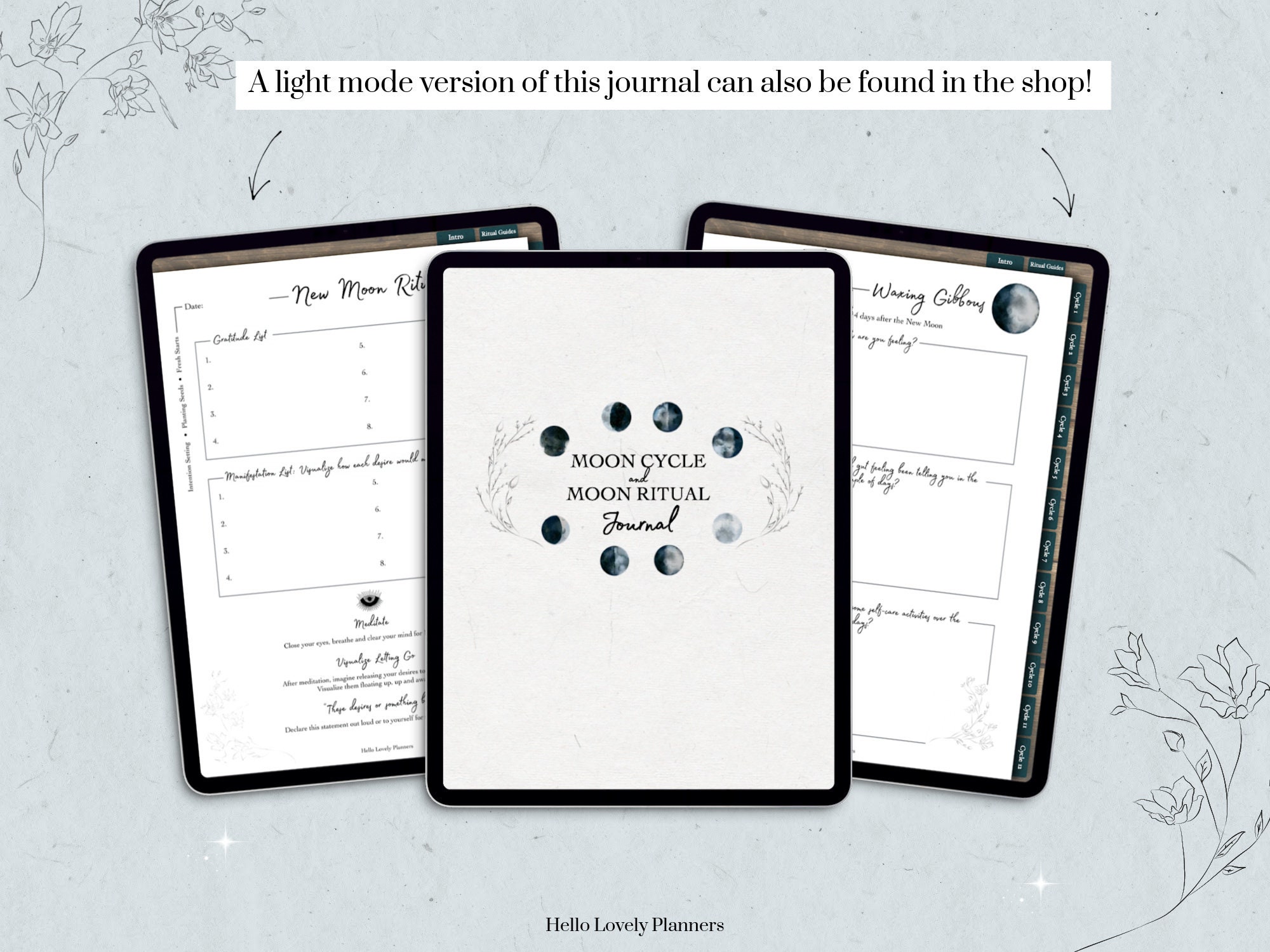 Moon Cycle & Moon Ritual Journal Digital Dark Mode Witchy | Etsy