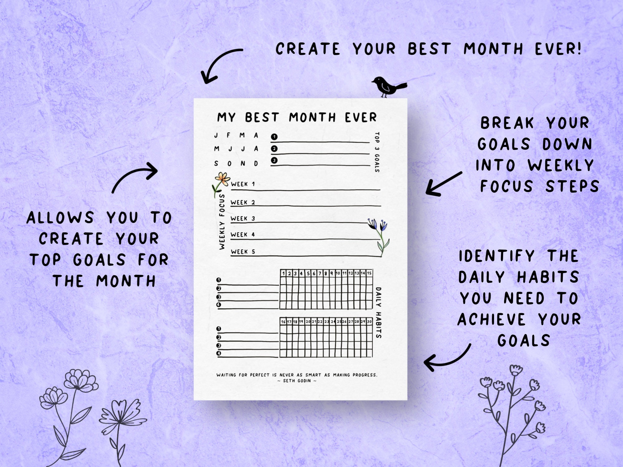 Printable Goal Setting Planner Bullet Journal Printable Goal | Etsy