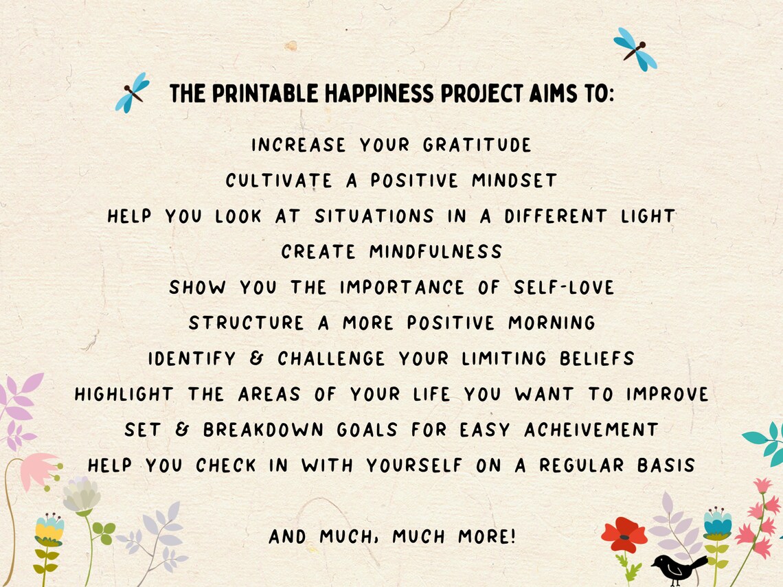 Printable Happiness Project Self-care Planner Gratitude - Etsy