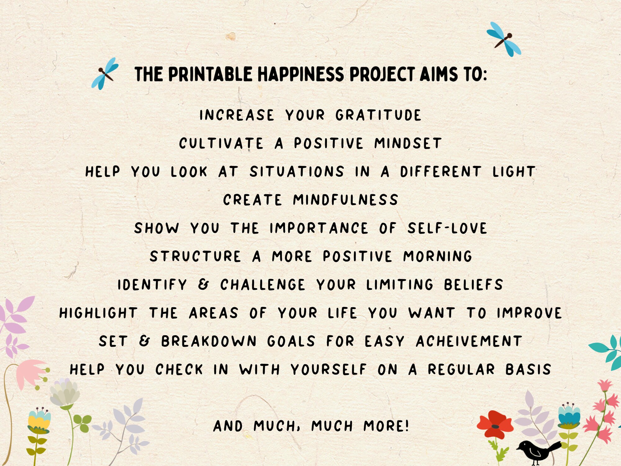 Printable Happiness Project, Self-care Planner, Gratitude, Self-love ...