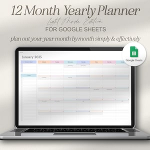 Google Sheets 2025 12 Month Yearly Planner, Google Sheets Calendar ...