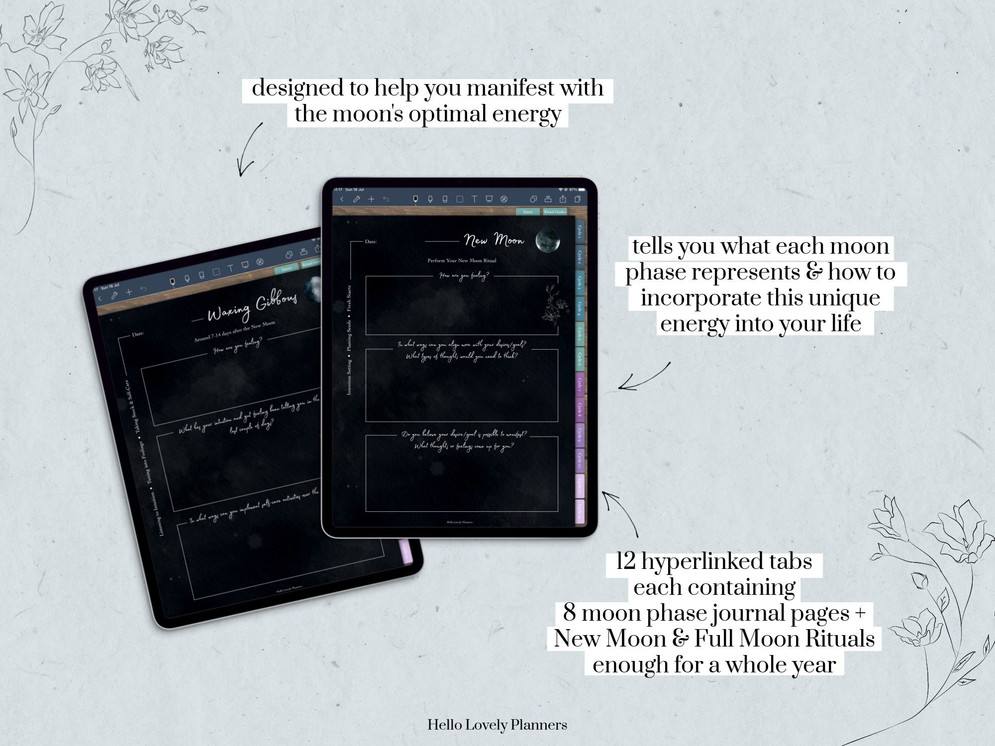 Paper & Party Supplies Dark Mode Journal Goodnotes Digital Daily Moon ...