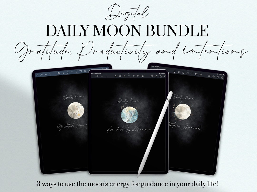 Digital Daily Moon Planner Bundle, Moon Productivity Planner, Moon ...