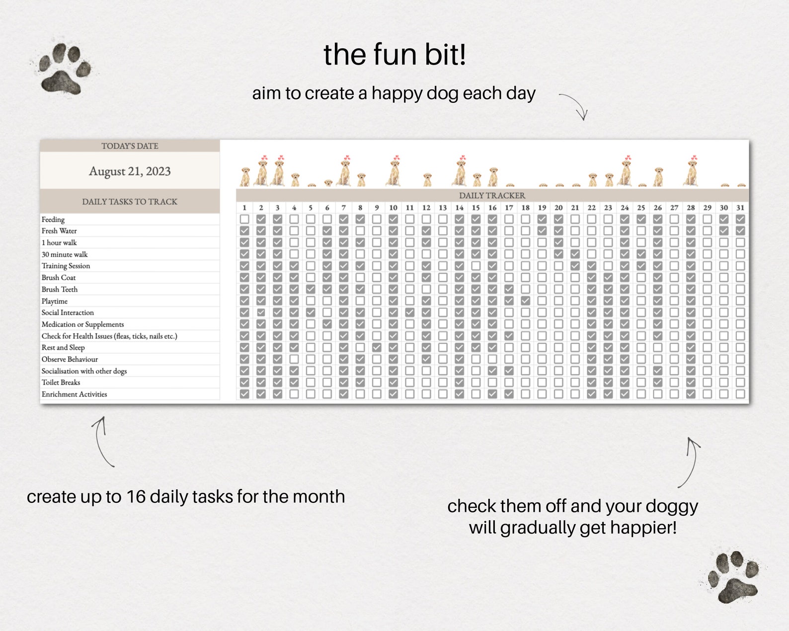 Google Sheets Golden Lab Dog Planner, Spreadsheet Dog Habit Tracker ...