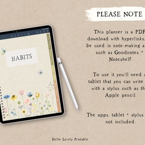 Digital Yearly Planner, Wildflower Theme, Undated Planner, Daily ...