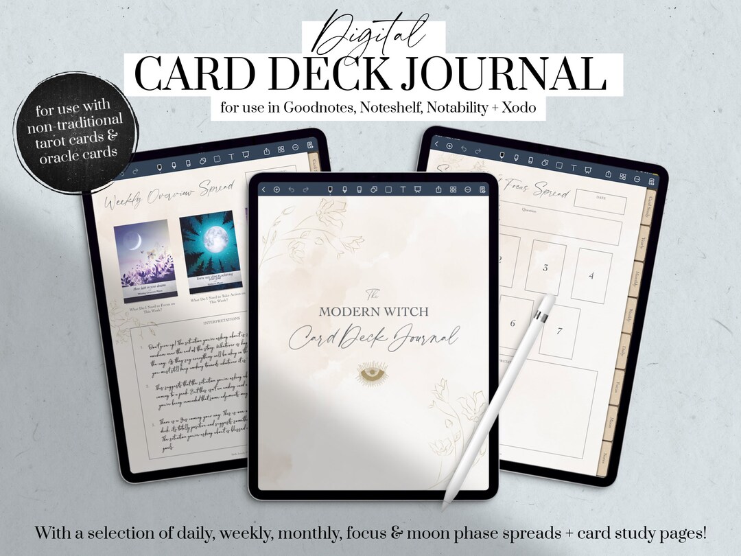 Witchy Card Deck Journal Digital, Oracle Card Journal, Tarot Journal ...