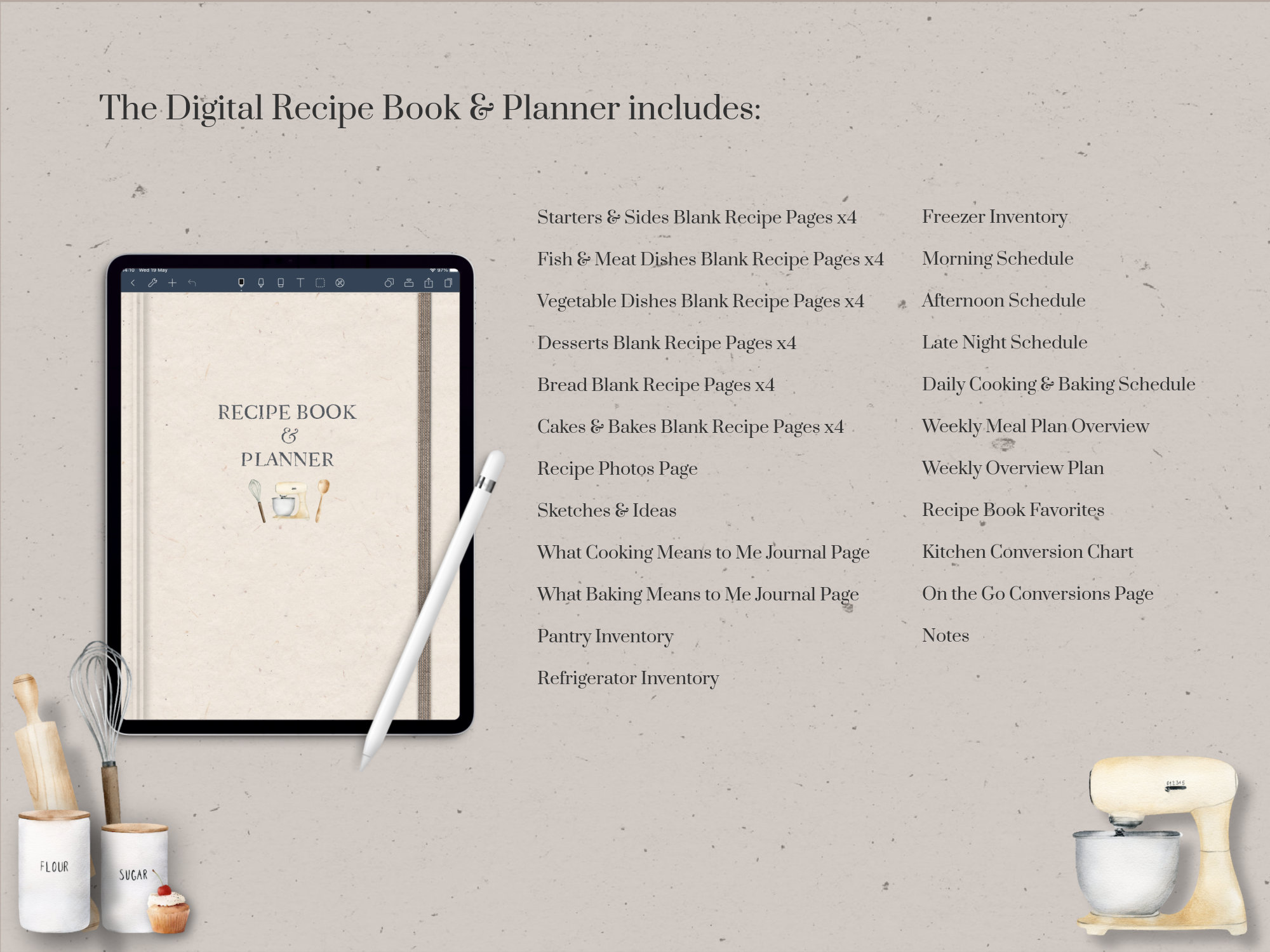 Recipe Book Digital Recipe Planner Digital Baking Organizer | Etsy