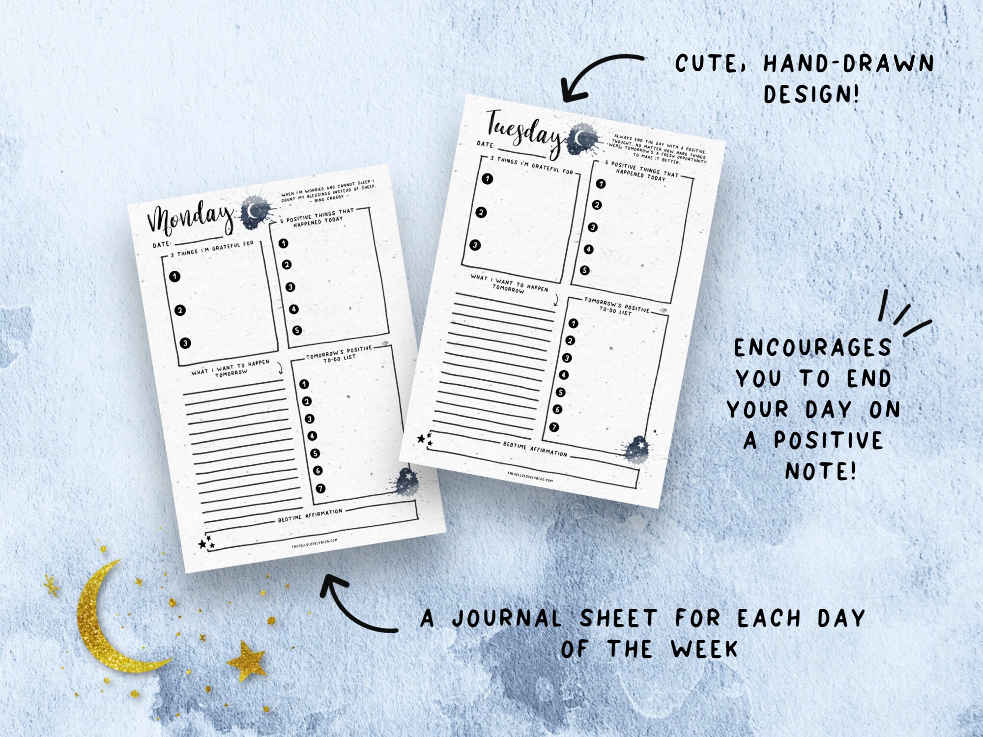 Printable 5 Minute Bedtime Journal Gratitude Journal Law of - Etsy