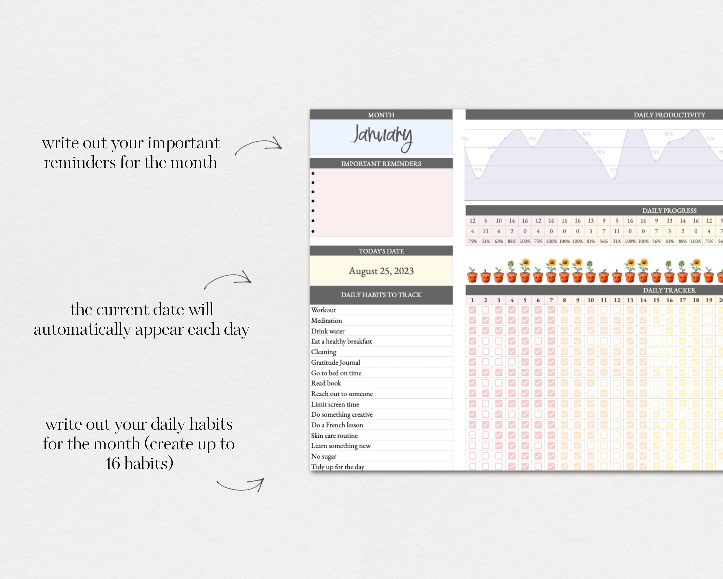 Google Sheets Habit Tracker, Goal Setting, Daily Habit Tracker ...