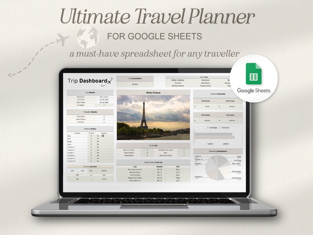 Travel Planner for Google Sheets, Trip Planner Spreadsheet, Travel ...