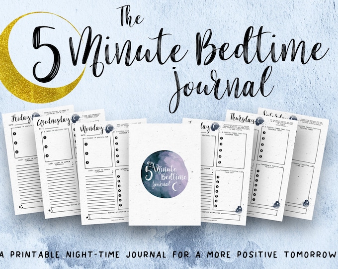 Printable 5 Minute Bedtime Journal, Gratitude Journal, Law of ...