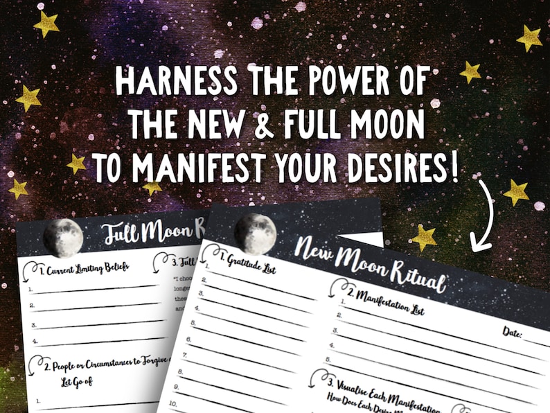 Printable New Moon & Full Moon Rituals Moon Manifesting Law | Etsy
