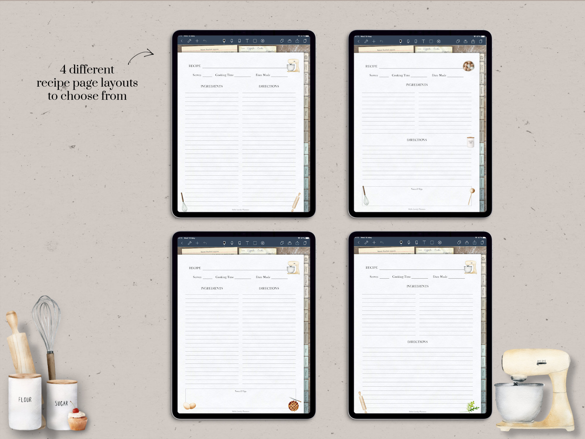 Recipe Book Digital Recipe Planner Digital Baking Organizer - Etsy UK