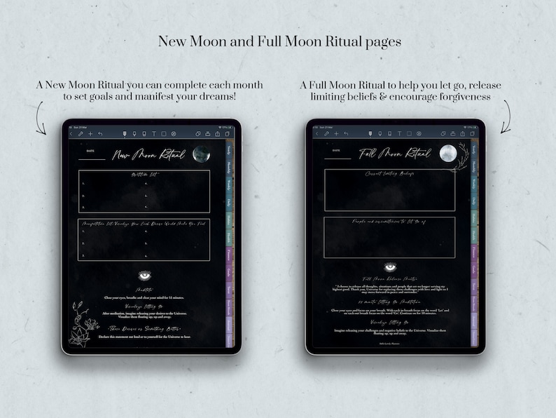 Digital Planner Dark Mode Undated Yearly Planner Modern - Etsy