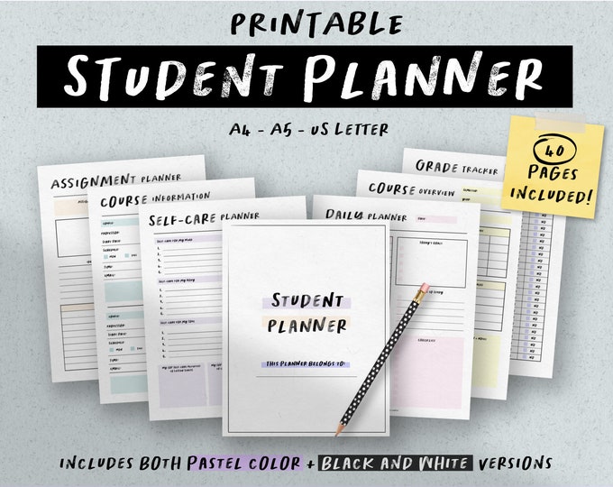College Student Planner Printable, Study Planner, Academic Planner ...
