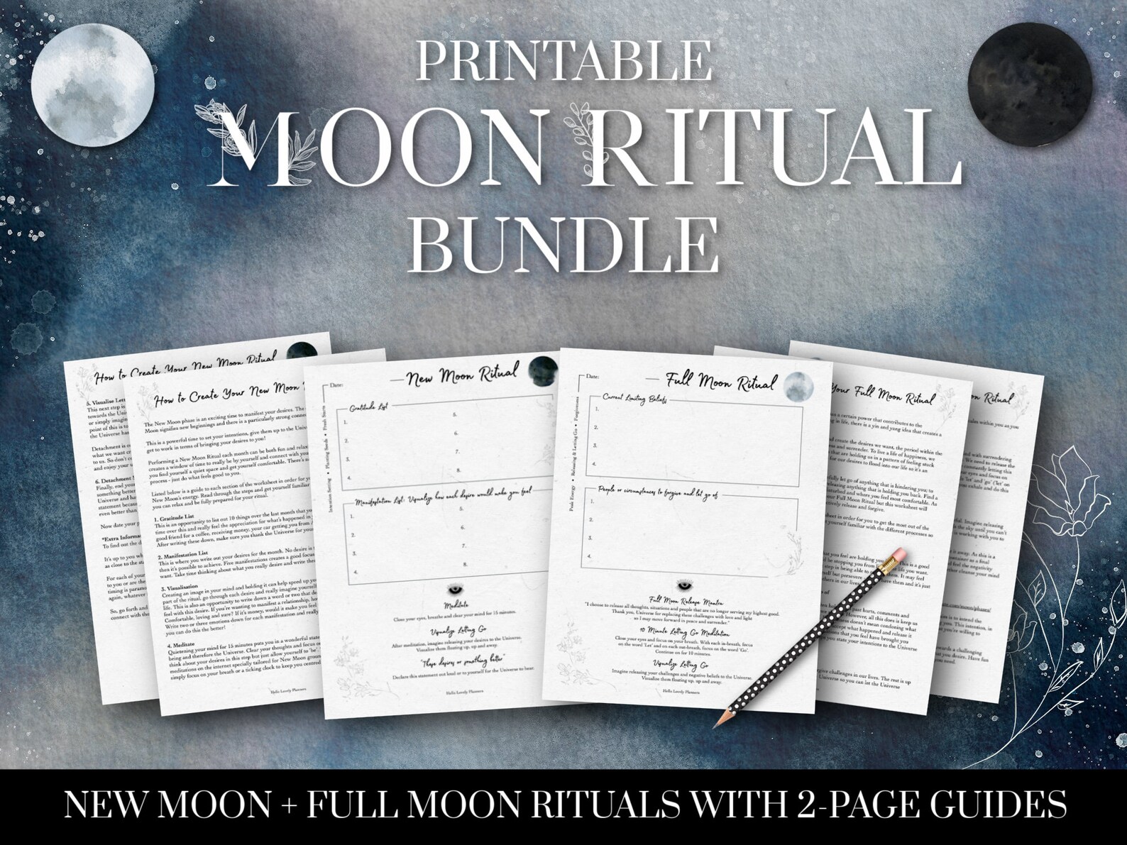 Printable New Moon & Full Moon Rituals, Moon Manifesting, Law of ...