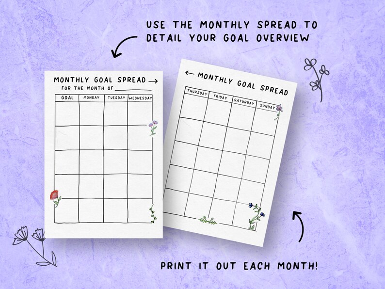 Printable Goal Setting Planner, Goal Organizer, Monthly Goals Planner ...