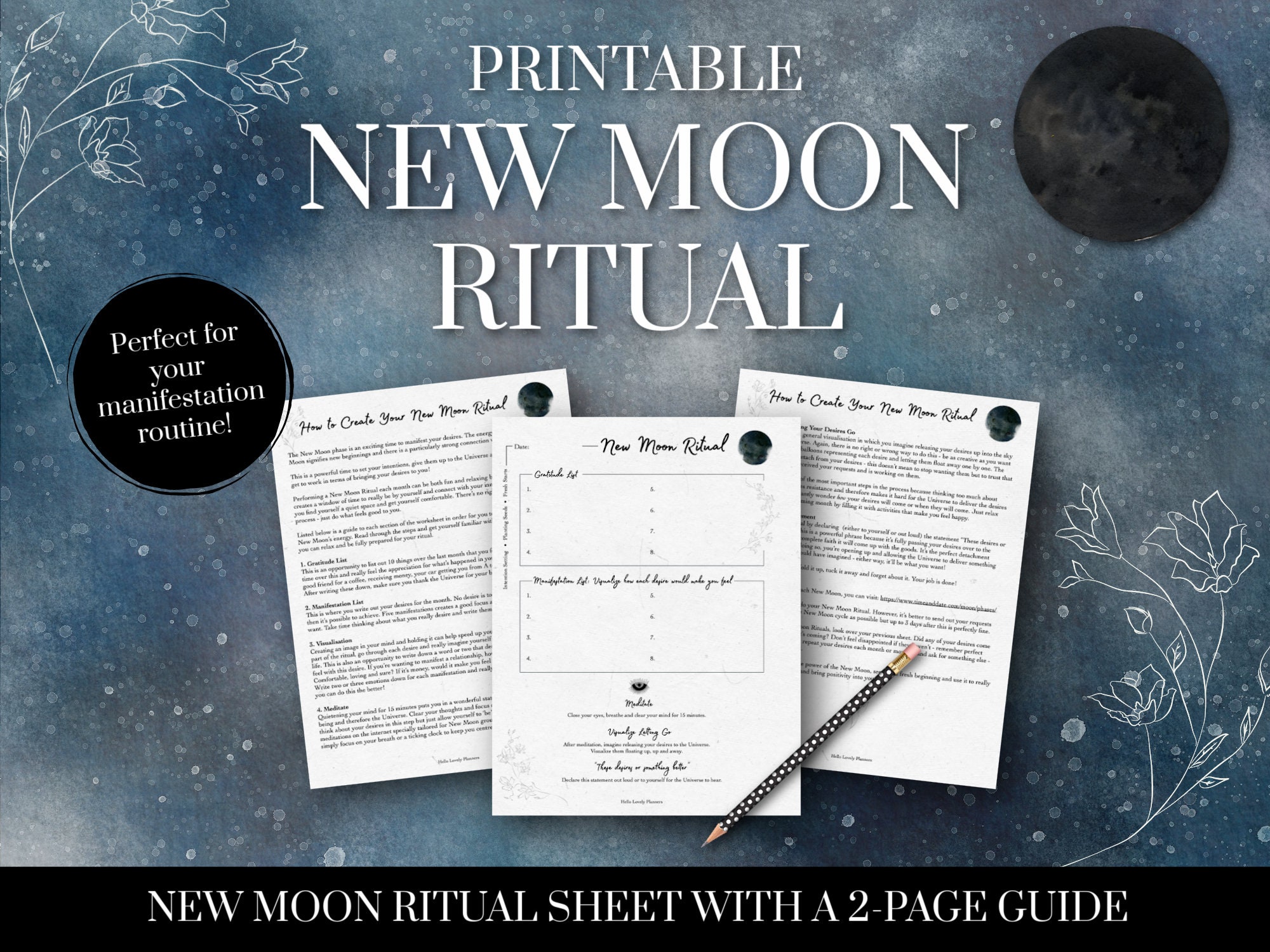 Printable New Moon Ritual, Law of Attraction Moon Planner, Moon Magic ...