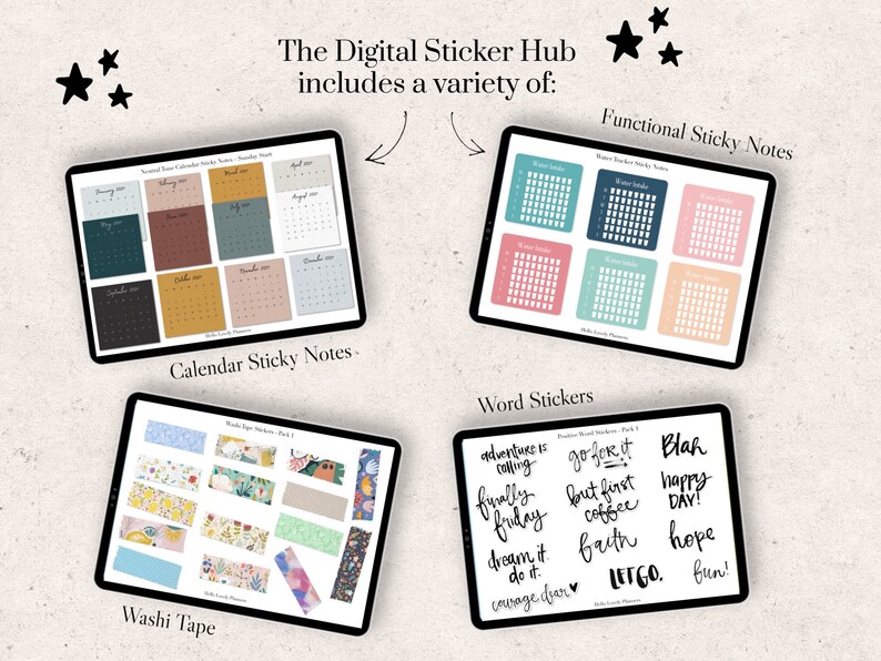 The Digital Sticker Hub Digital Stickers Digital Planner - Etsy