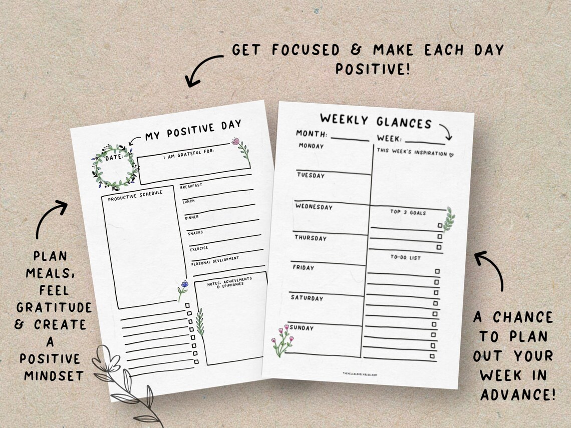Printable Productivity Planner, Daily Weekly Monthly Organizer ...