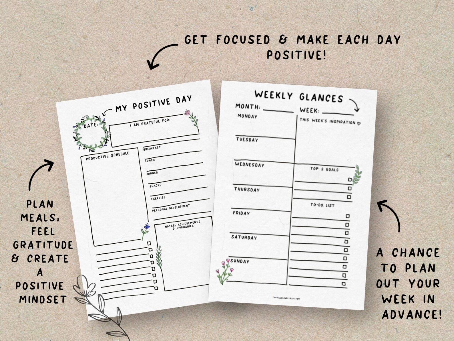 Printable Productivity Planner Daily Weekly Monthly | Etsy