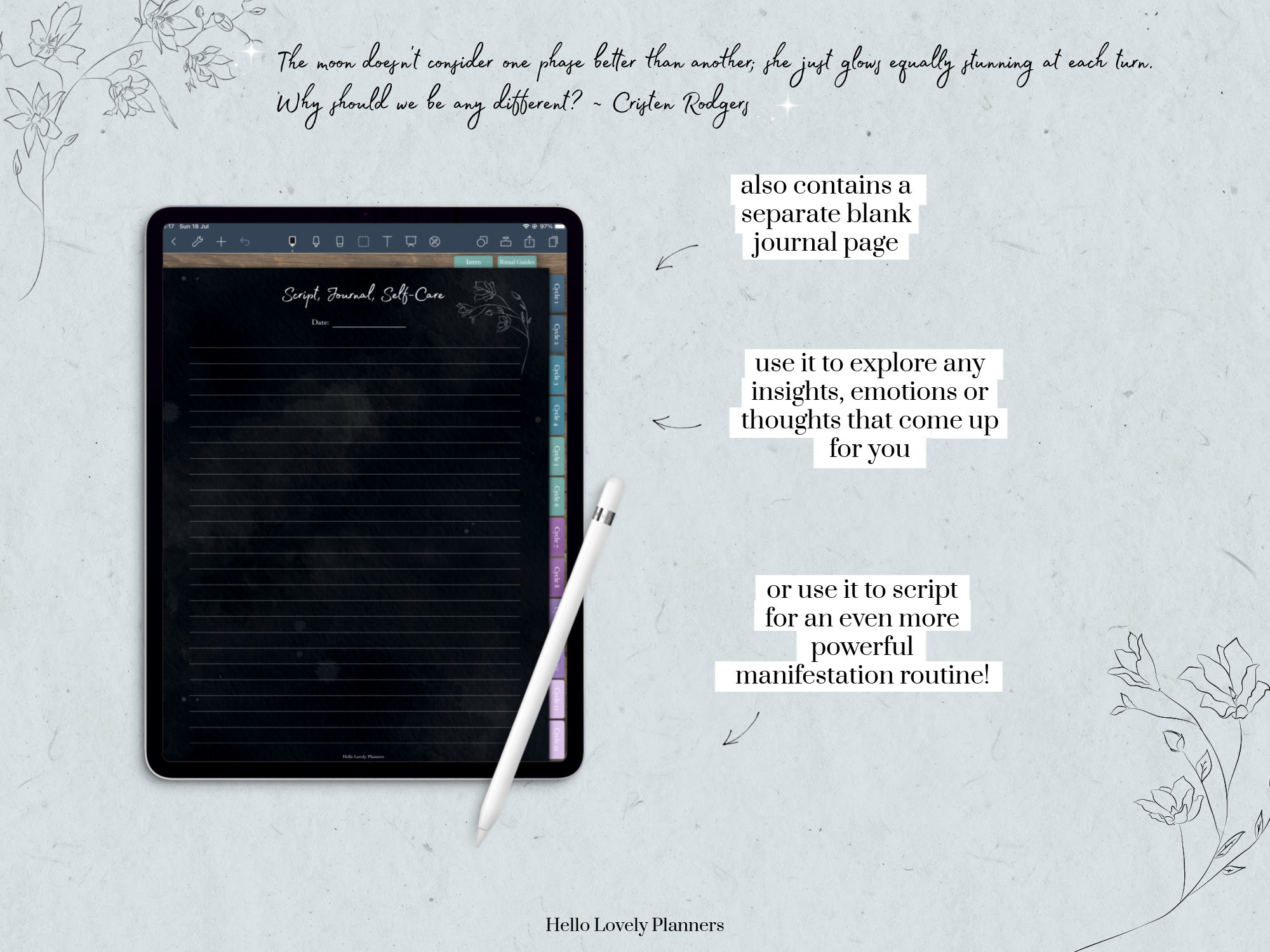 Paper & Party Supplies Dark Mode Journal Goodnotes Digital Daily Moon ...