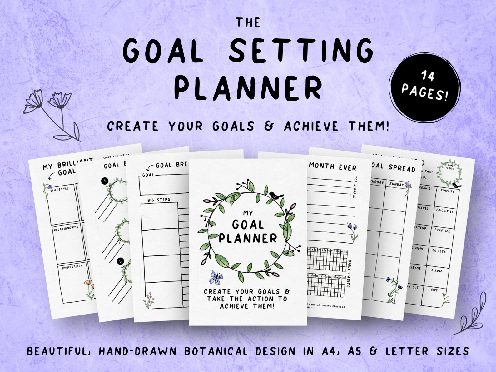 Printable Goal Setting Planner Bullet Journal Printable Goal | Etsy