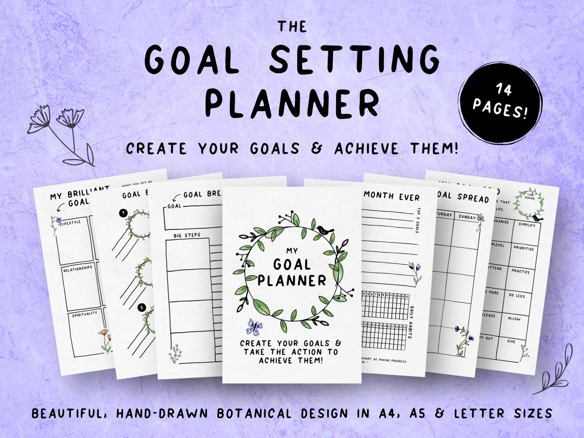 Printable Goal Setting Planner Bullet Journal Printable Goal | Etsy