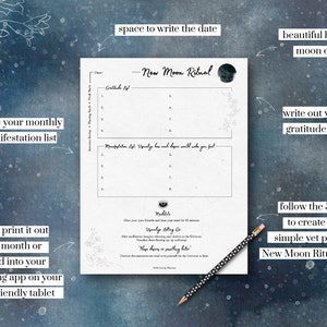 Printable New Moon Ritual, Law of Attraction Moon Planner, Moon Magic ...