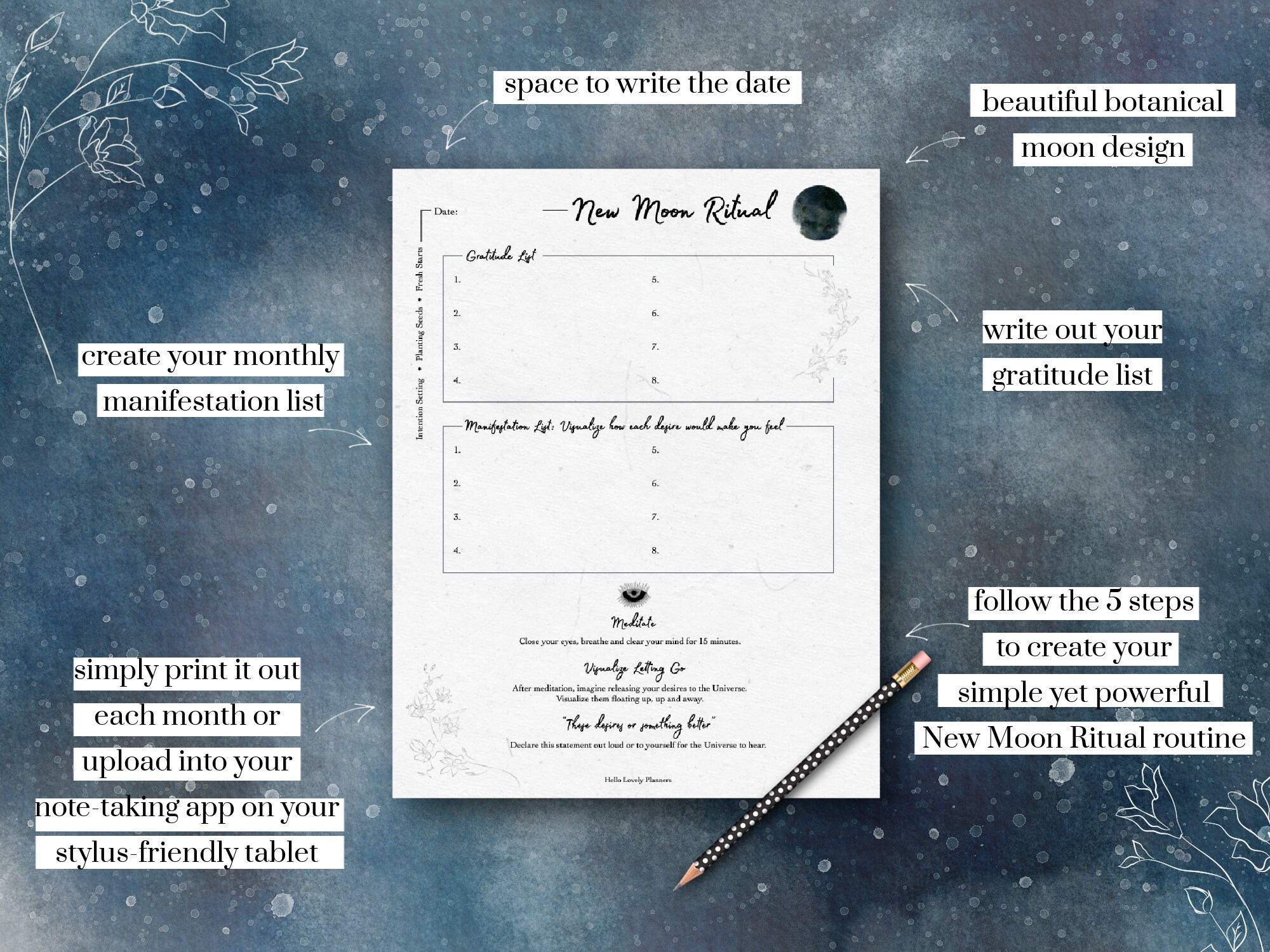 Printable New Moon Ritual, Law of Attraction Moon Planner, Moon Magic ...