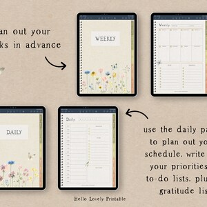 Digital Yearly Planner, Wildflower Theme, Undated Planner, Daily ...