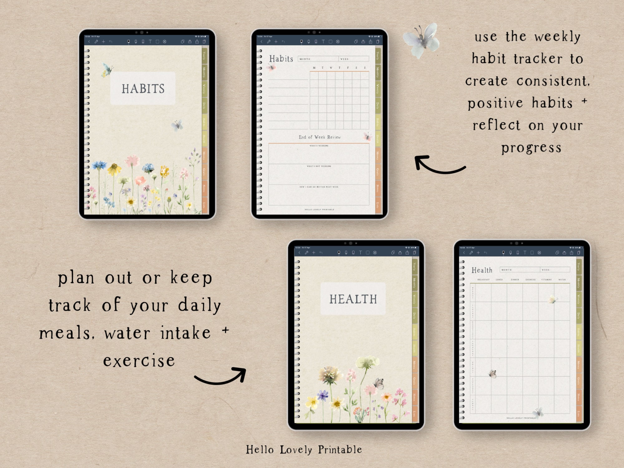Digital Yearly Planner Wildflower Theme Undated Planner - Etsy UK