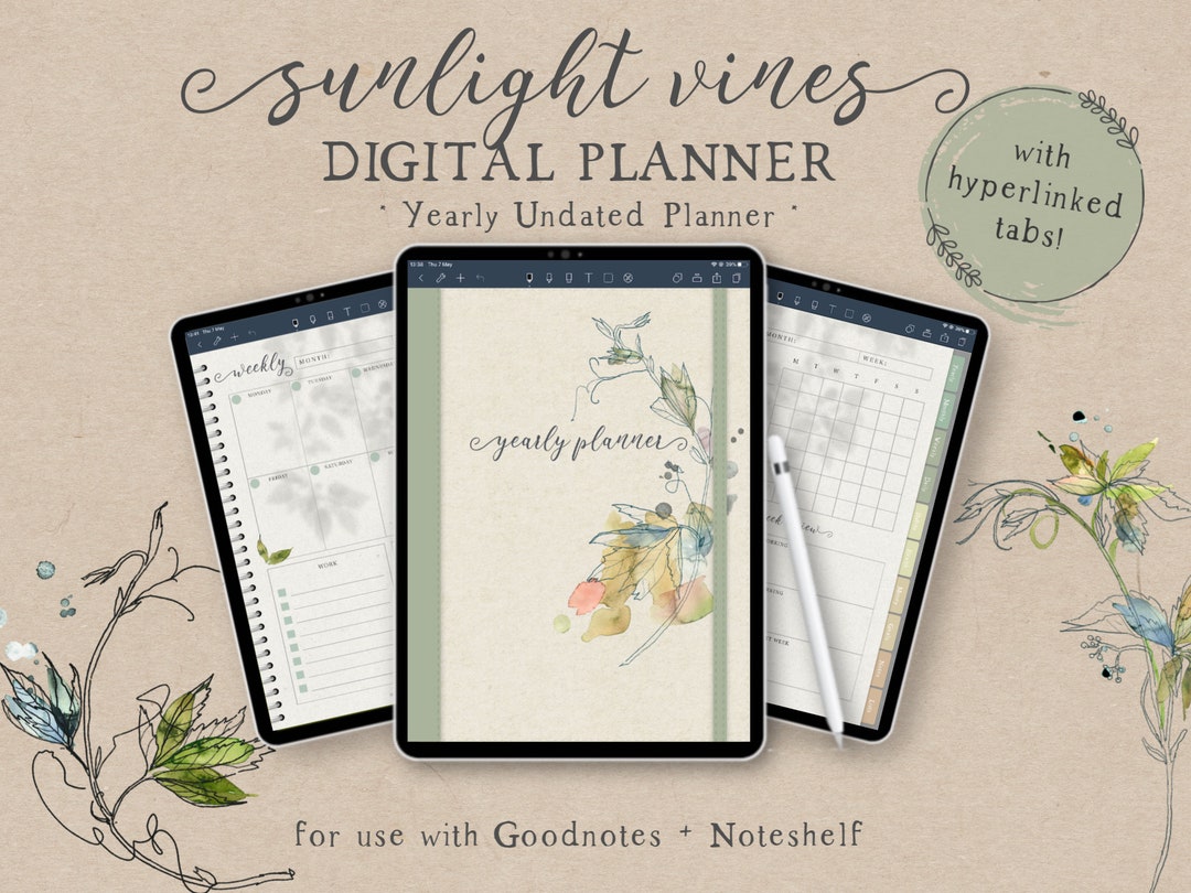Digital Yearly Planner, Undated Planner, Daily, Weekly, Monthly Planner ...