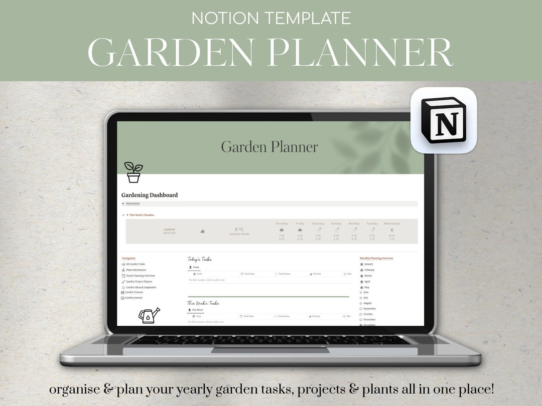 Notion Template Garden Planner, Plant Care Planner Notion, Notion ...
