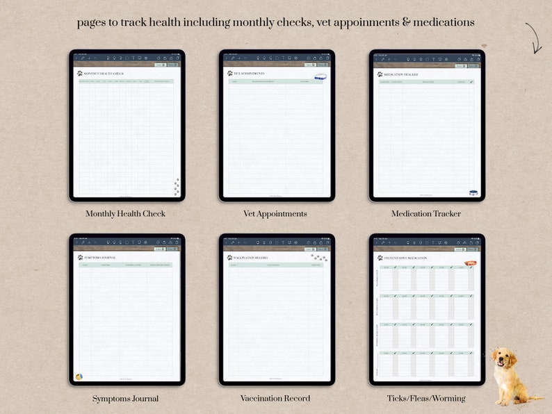 Dog Care Planner Digital, Pet Organizer, Puppy Planner, Dog Health ...