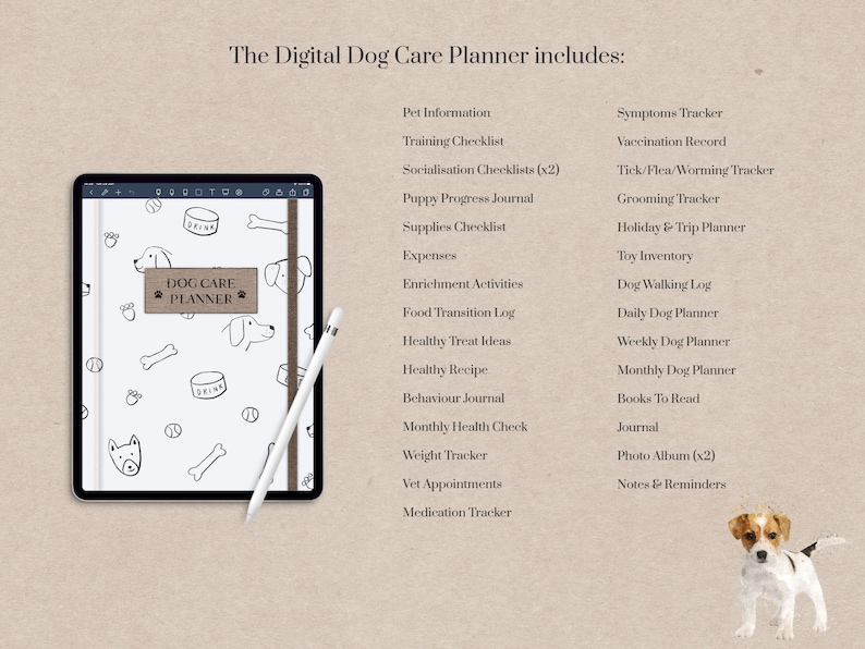 Dog Care Planner Digital Pet Organizer Puppy Planner Dog - Etsy