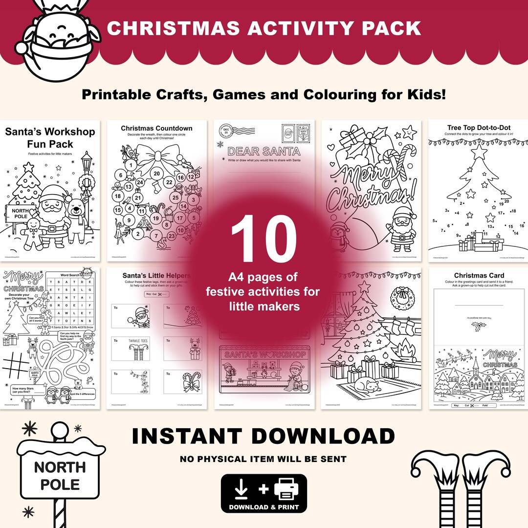 Christmas Printable Pack – Digital Kids Activities, Instant Download ...
