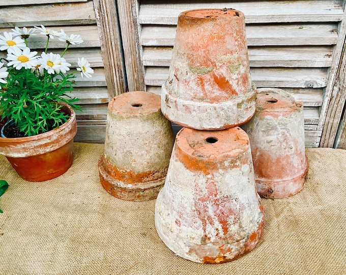 Vintage Terracotta Plant Pots, Set of 4 Beautifully Weathered ...