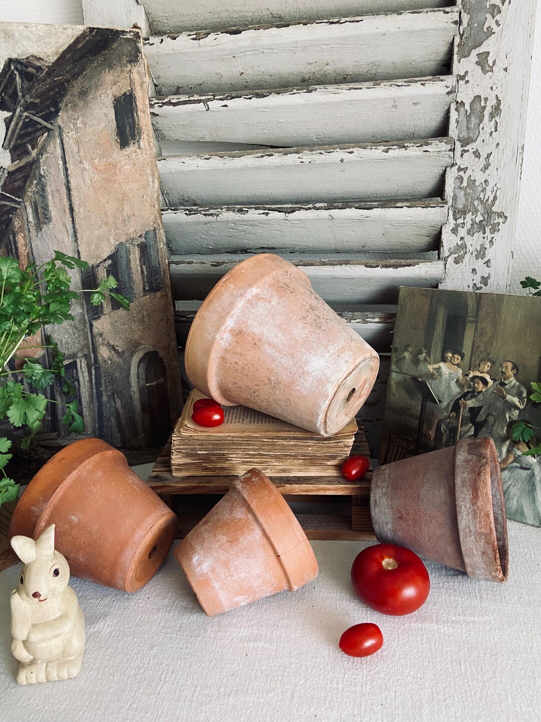 Vintage Terracotta Plant Pots, Set of 4 Beautifully Weathered ...