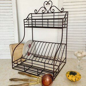 Antique French Metal Dish Rack, Draining Rack, Large Vintage Wrought ...