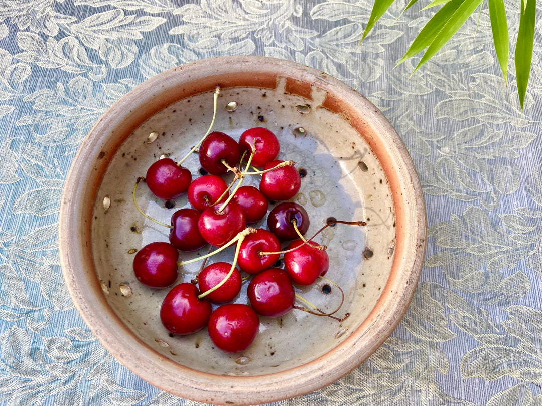 Stoneware Berry Bowl, Cheese Strainer, French Ceramic Colander, Grey ...