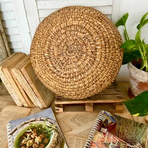 Antique French Coiled Rye Basket, Large Rustic Handmade Bread Basket ...