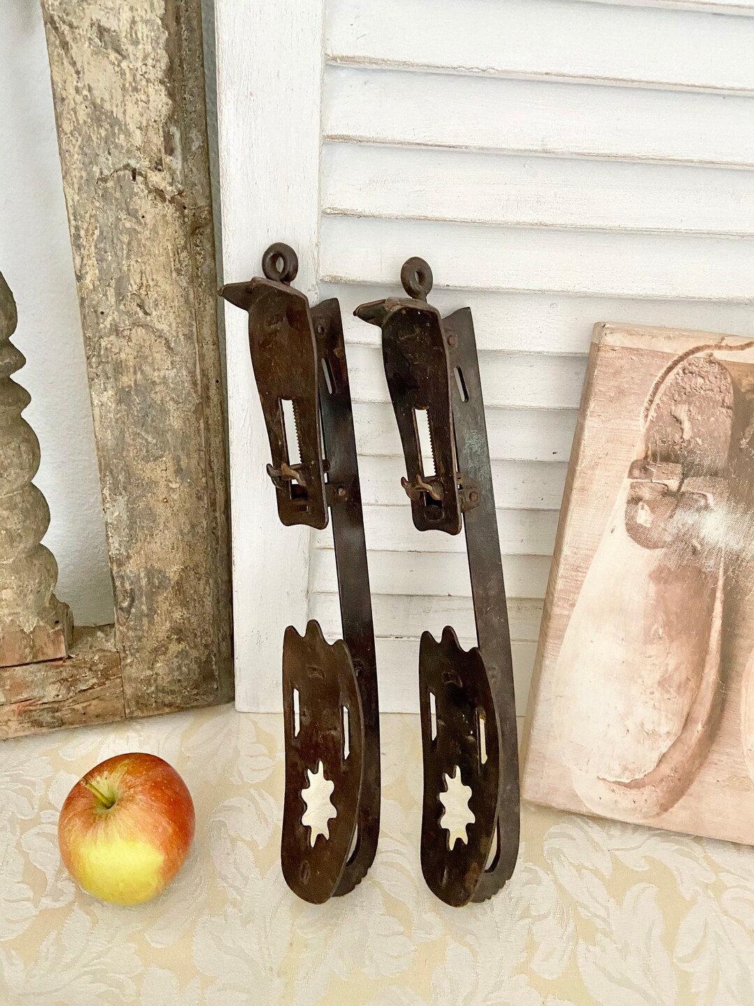 Antique French Ice Skates: 1920s Wrought Iron Blades, Farmhouse Decor ...