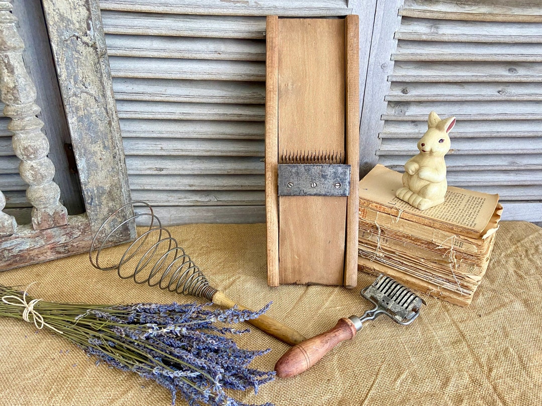 Set of 3 Antique French Kitchen Items, 1 Vintage Cabbage Slicer, 1 ...