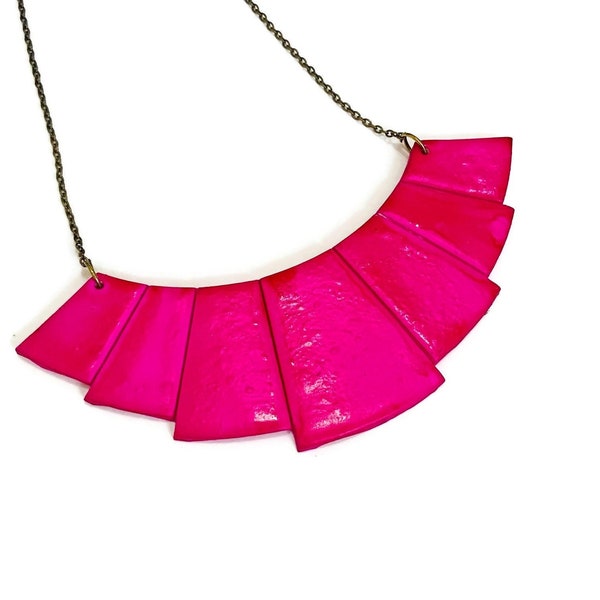 Bright Pink Necklace - Etsy
