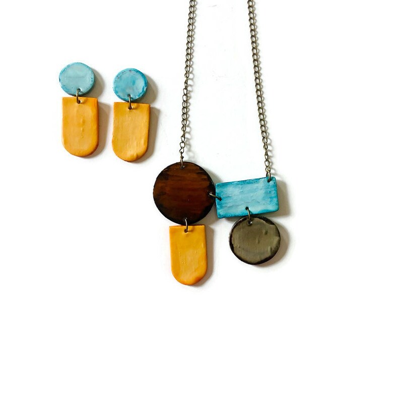 Unique Jewelry Set With Statement Necklace & Matching Earrings, Modern ...