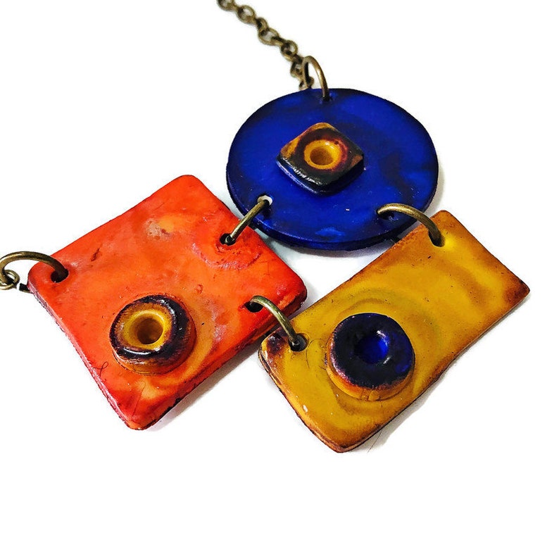 Geometric Statement Necklace, Bold Chunky Jewelry for Women, Colorful ...