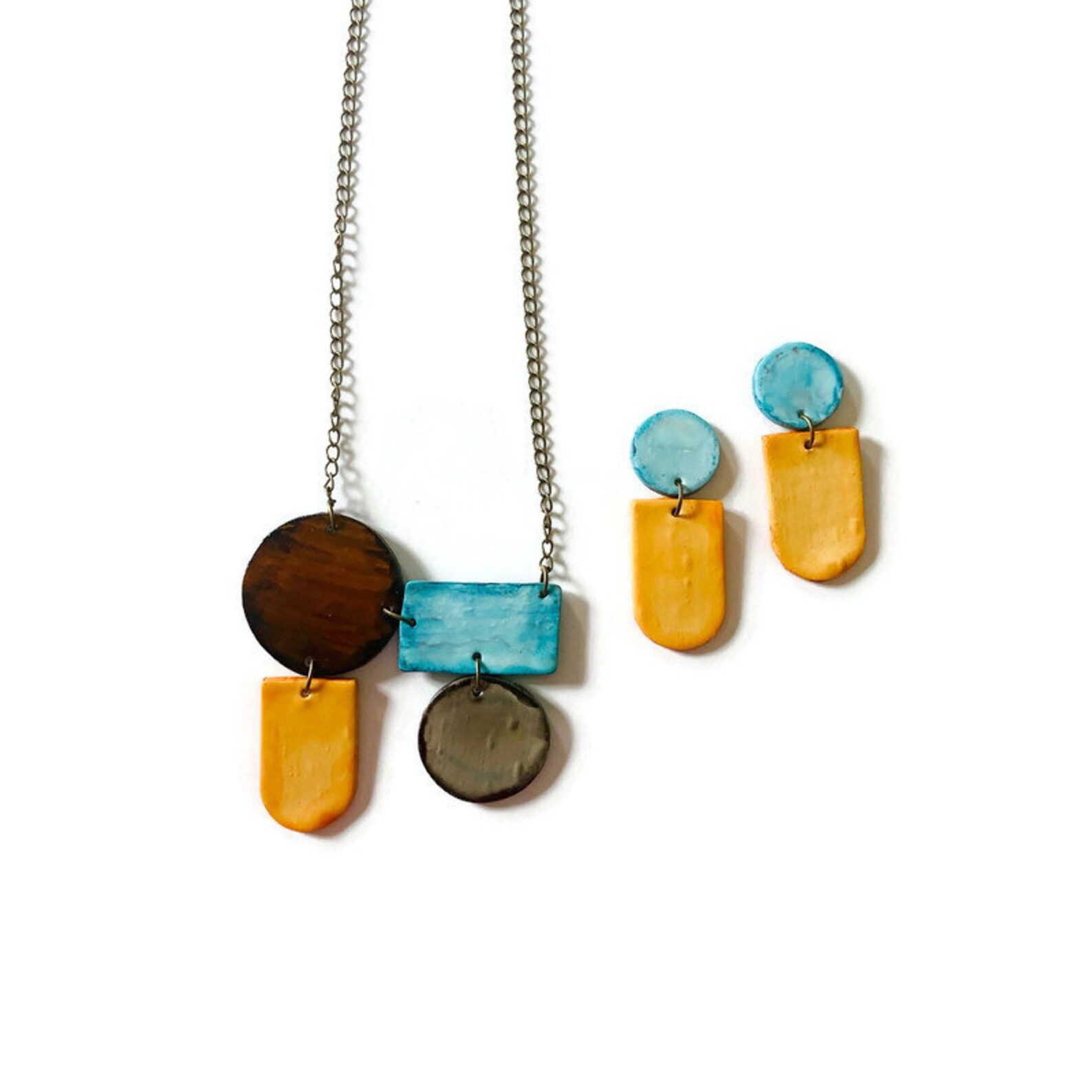 Unique Jewelry Set With Statement Necklace & Matching Earrings, Modern ...
